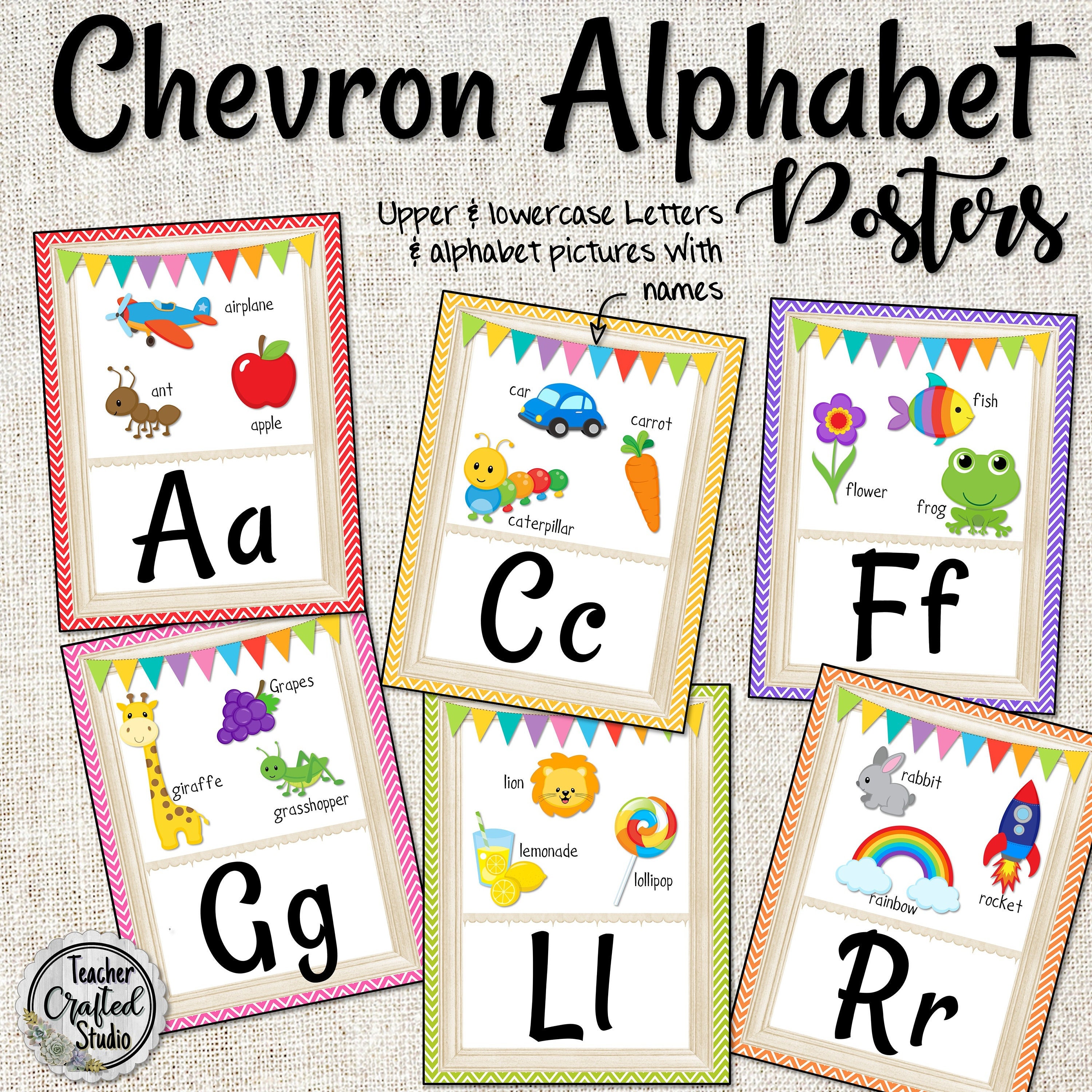 Chevron Alphabet Posters Alphabet Images and Words Instant - Etsy