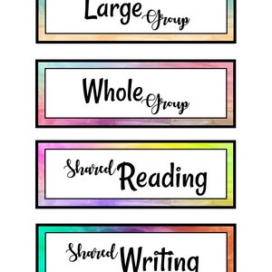 Rainbow Watercolor Schedule Cards and Time | Watercolor Classroom Decor ...
