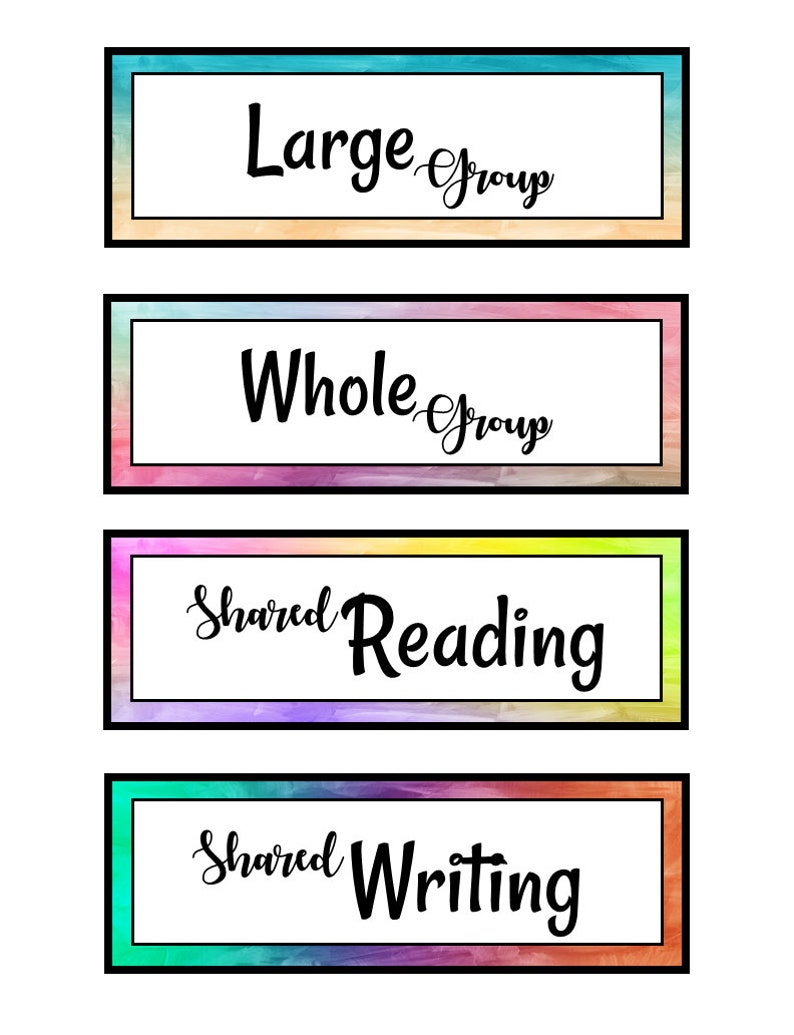 Rainbow Watercolor Schedule Cards and Time | Watercolor Classroom Decor ...
