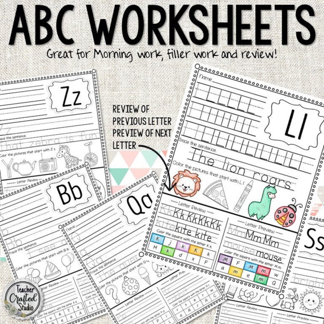 Printable ABC Worksheets | Alphabet Morning Work | No Prep Worksheets ...