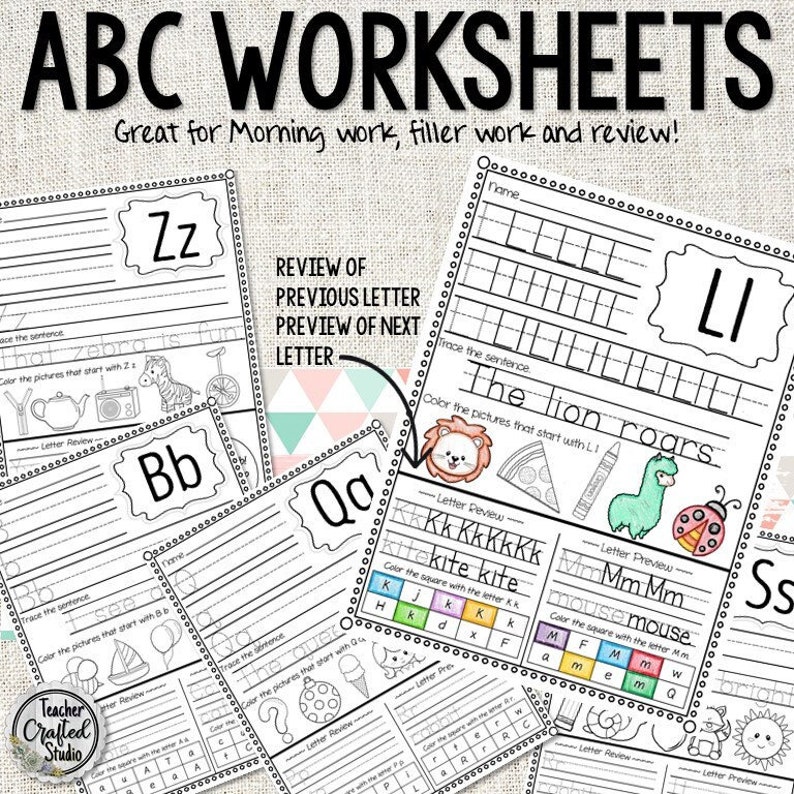 Printable ABC Worksheets | Alphabet Morning Work | No Prep Worksheets ...