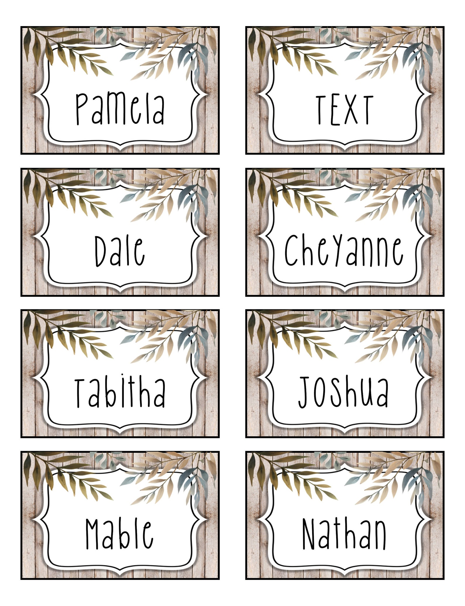 Boho Foliage Name Tags | Event Tags | Classroom Tags | Party Tags ...