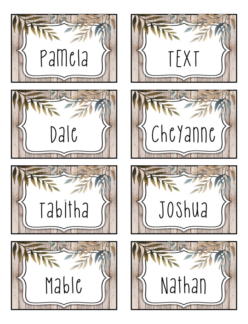 Boho Foliage Name Tags | Event Tags | Classroom Tags | Party Tags ...