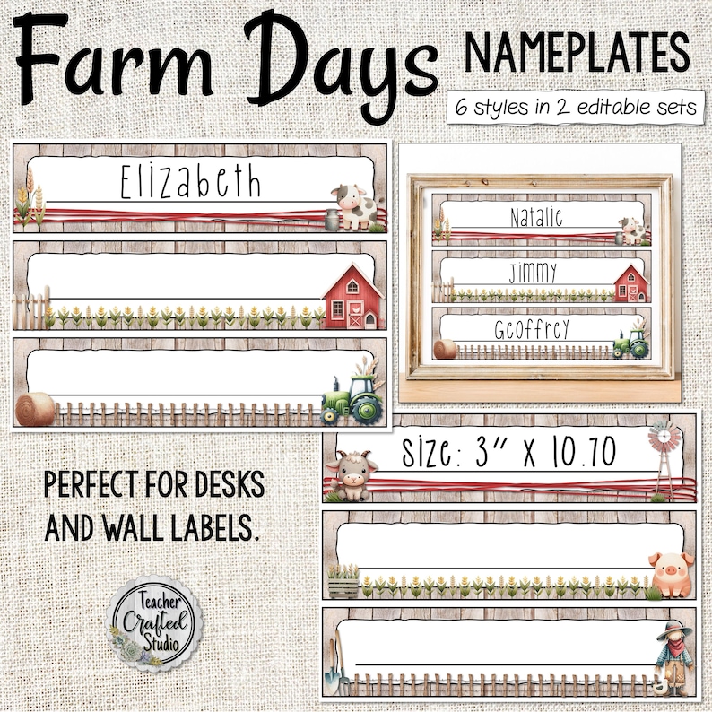 Printable Farm Days Desktop Name Tags | Wall Labels | Classroom Wall ...