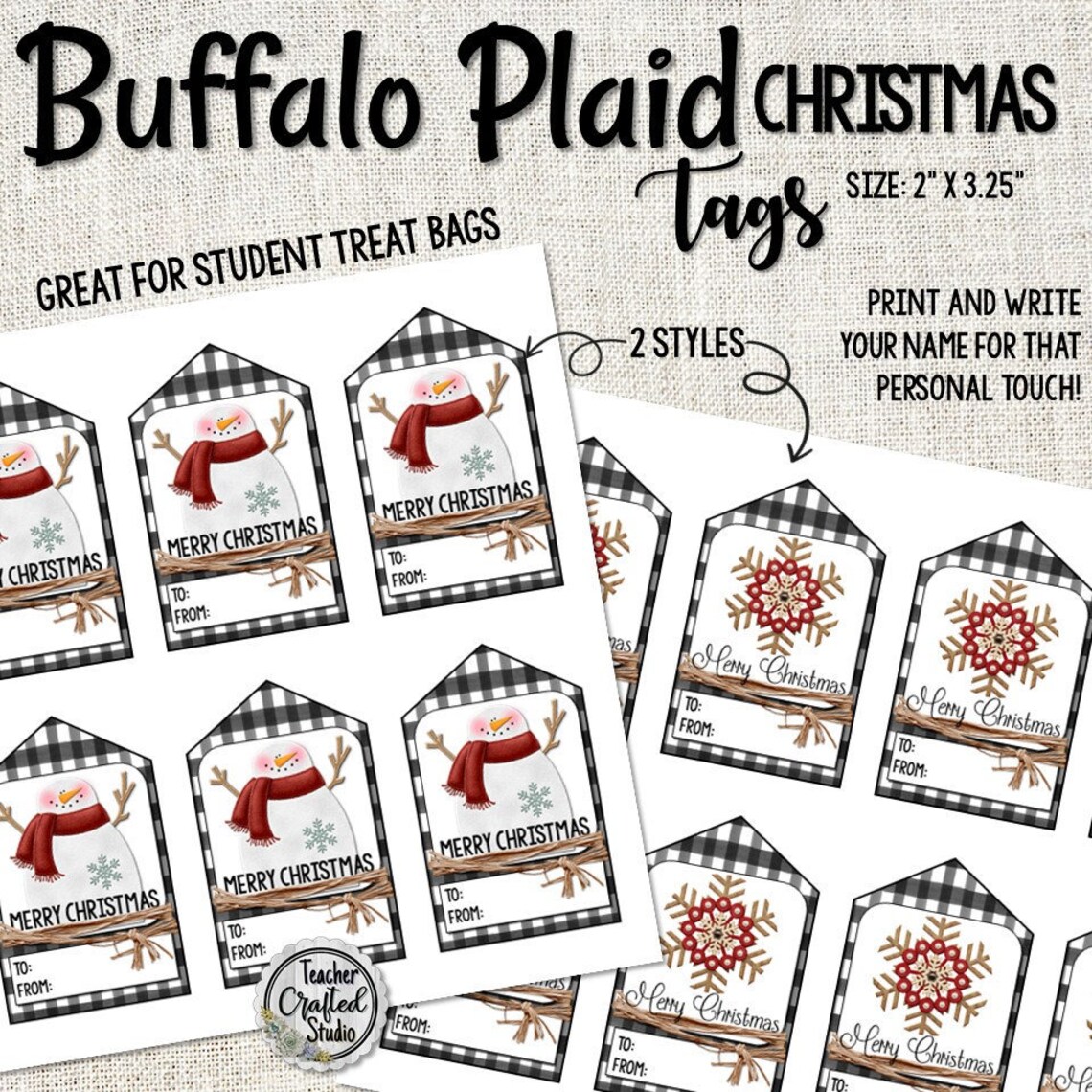 Buffalo Plaid Christmas Tags Farmhouse Christmas Tags - Etsy