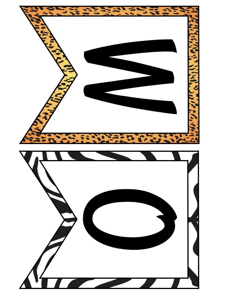 Animal Print Word Wall Classroom Set Banner and Editable Cards Teacher ...