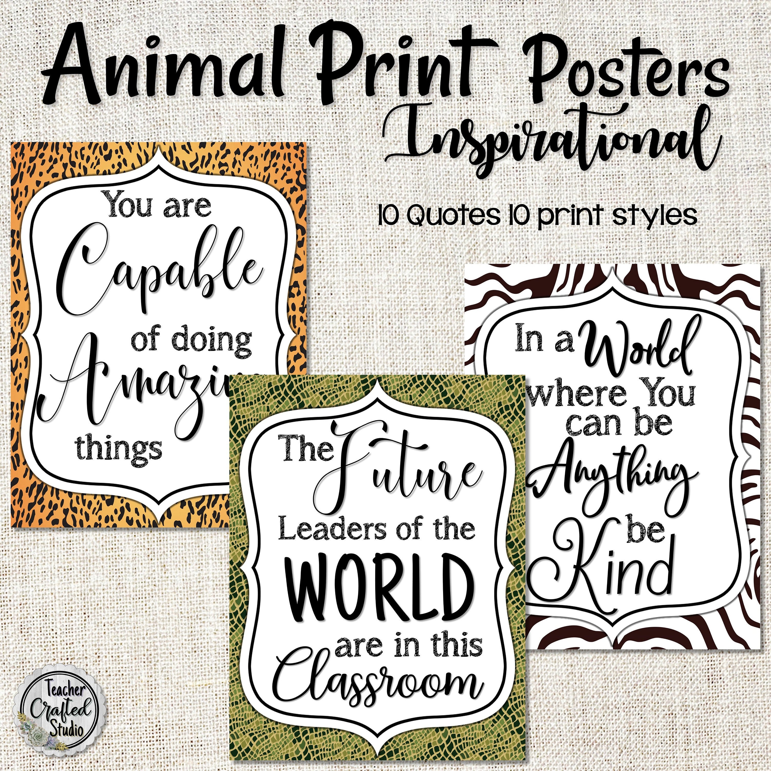 Animal Print Inspirational Posters Classroom Posters - Etsy