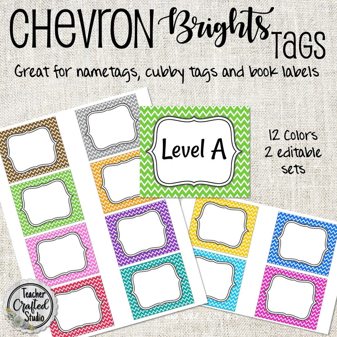 Printable Chevron Brights Tags - Editable Organizational Tags ...