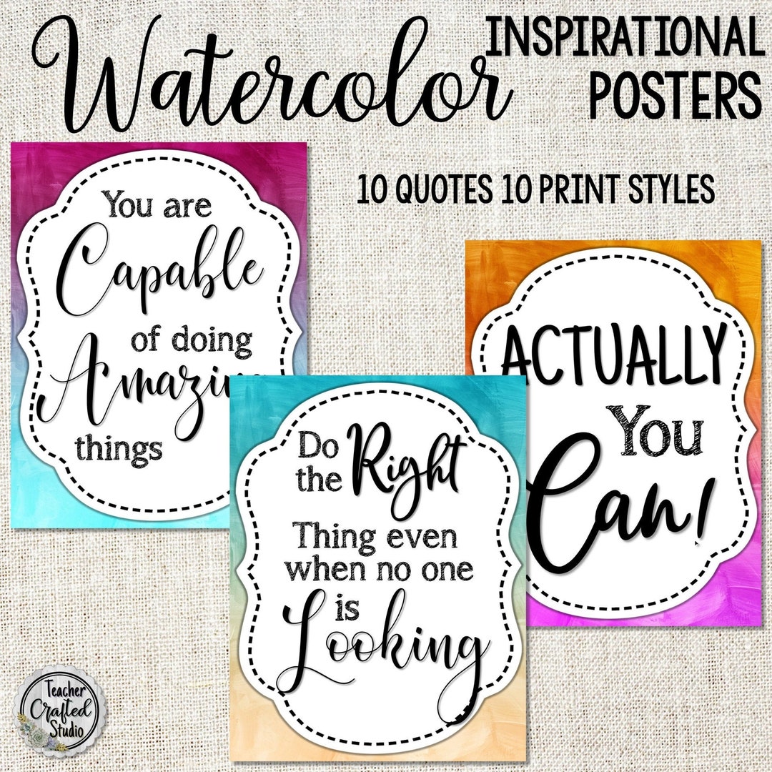 Watercolor Decor Inspirational Posters | Classroom Decor Posters ...