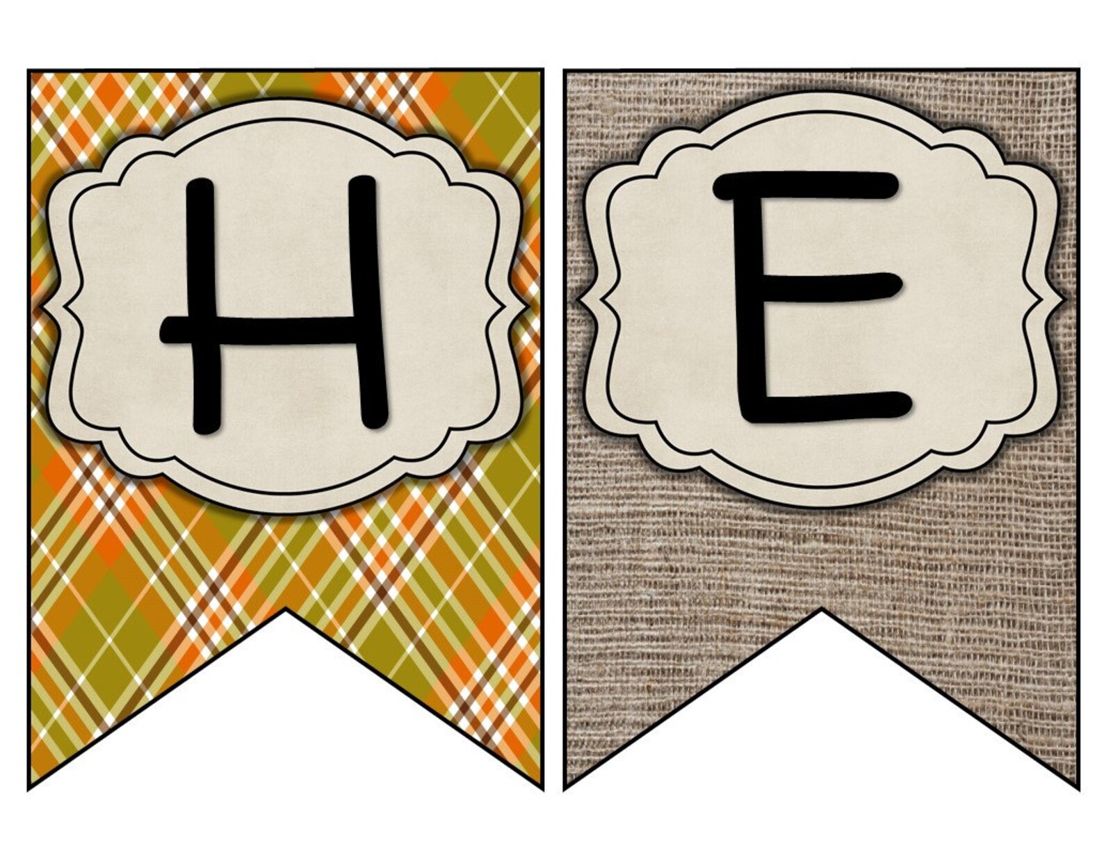 Printable Hello Autumn Banner Plaid and Burlap Banner Fall Banner ...