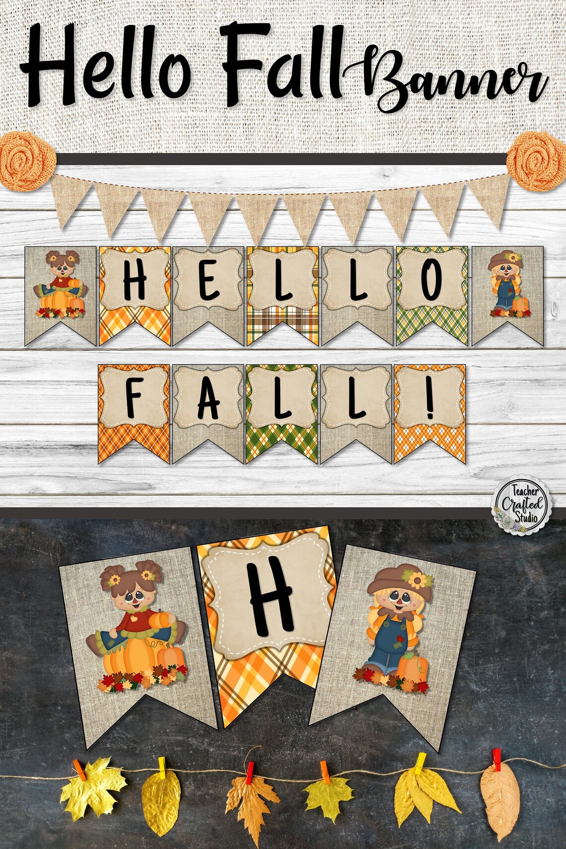 Printable Hello Fall Banner Fall Decor Bulletin Board - Etsy