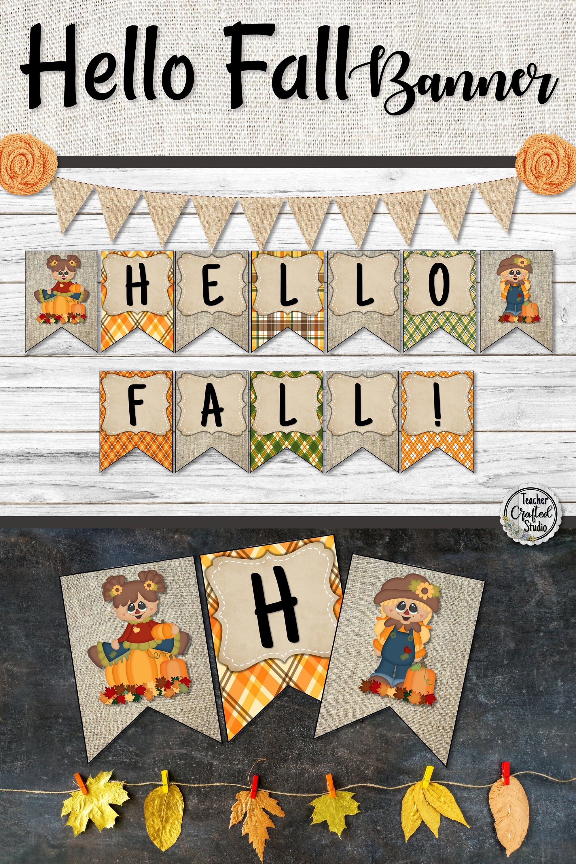Printable Hello Fall Banner - Fall Decor - Bulletin Board Banner ...