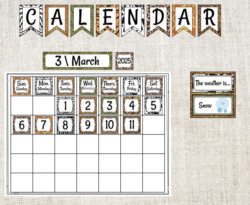 Animal Print Mega Calendar Set | Classroom Calendar | Pocket Calendar ...