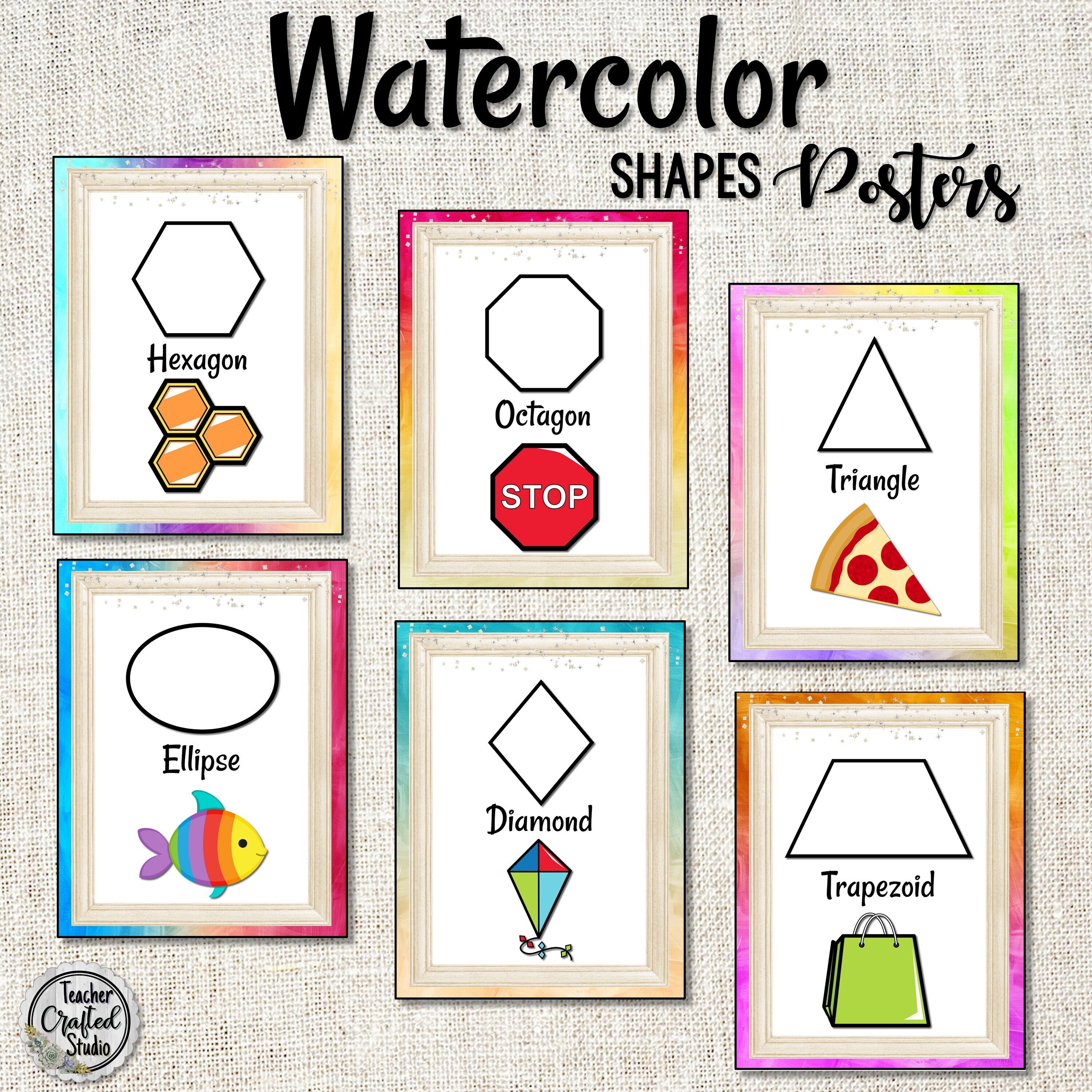 Watercolor Classroom Decor Shapes Posters Kids Bedroom - Etsy
