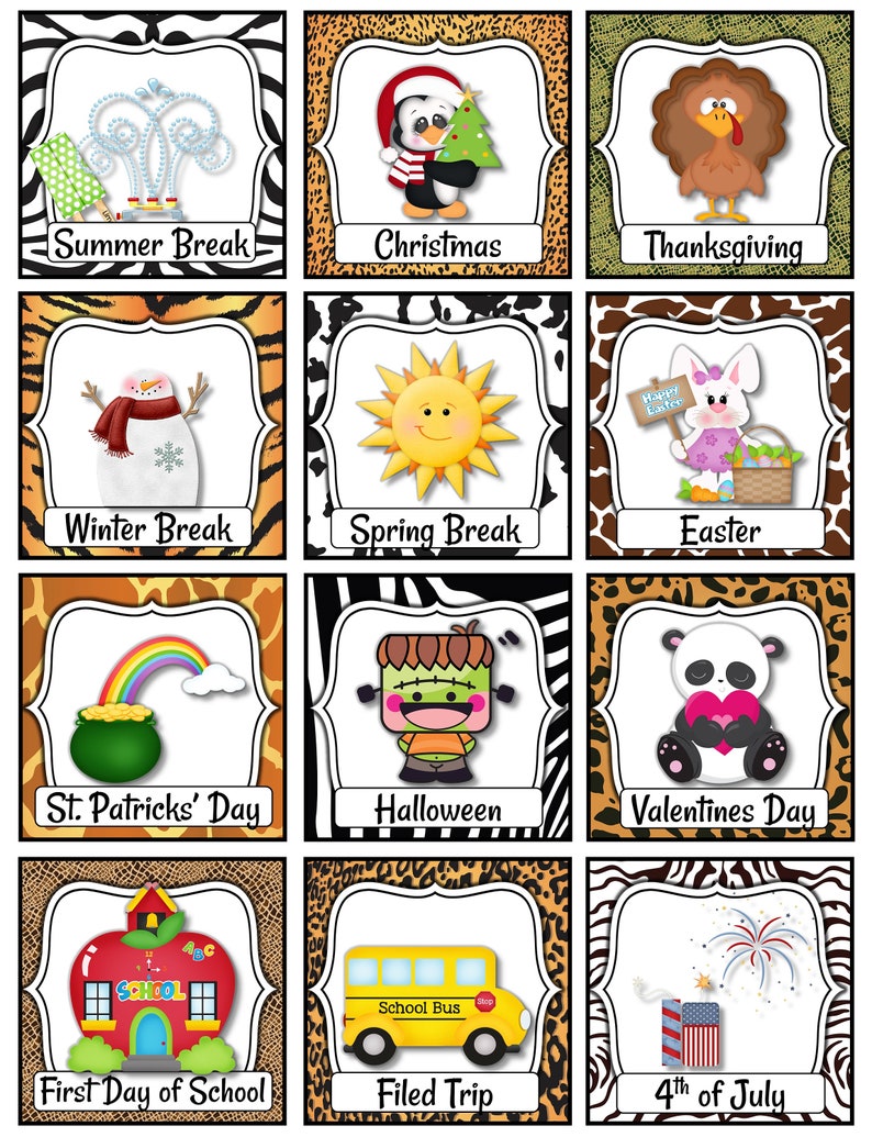 Animal Print Mini Calendar Set | Classroom Calendar | Pocket Calendar ...