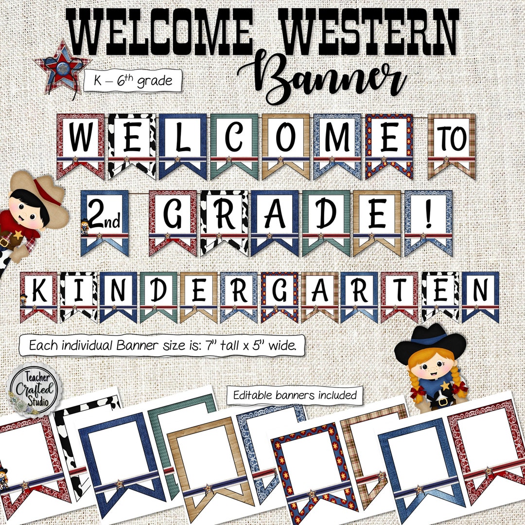 Western Theme Welcome Banner - Rustic Wood Bulletin Board Banner - 1st ...