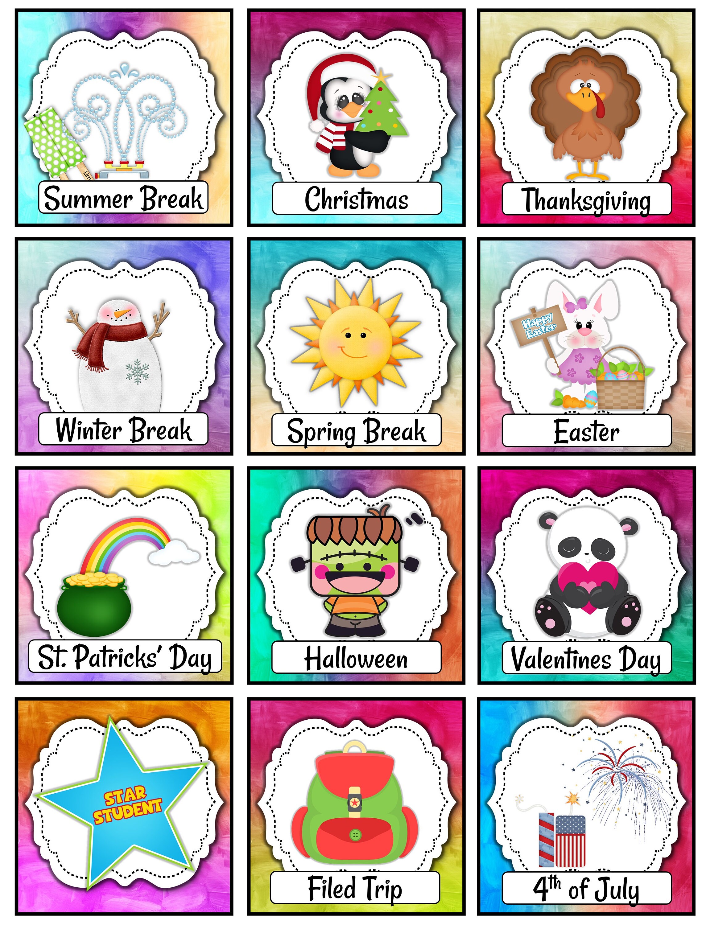 Watercolor Mega Calendar Set | Classroom Calendar | Pocket Calendar ...