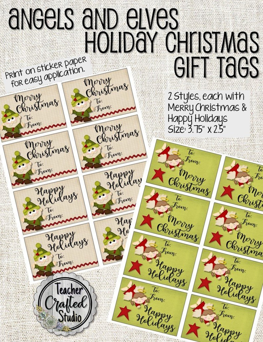 Printable Christmas Tags Happy Holidays Tags Classroom Christmas Tags ...