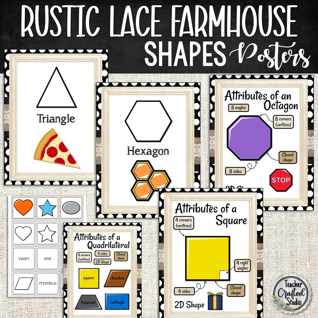 Rustic Farmhouse Burlap and Lace Shape Posters | Attribute Shape ...