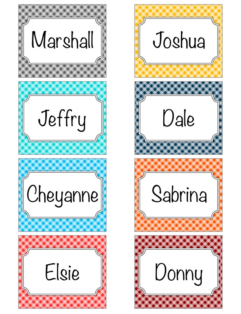 Country Gingham Tags for Organizing Cubbies, Name Tags, Word Wall and ...