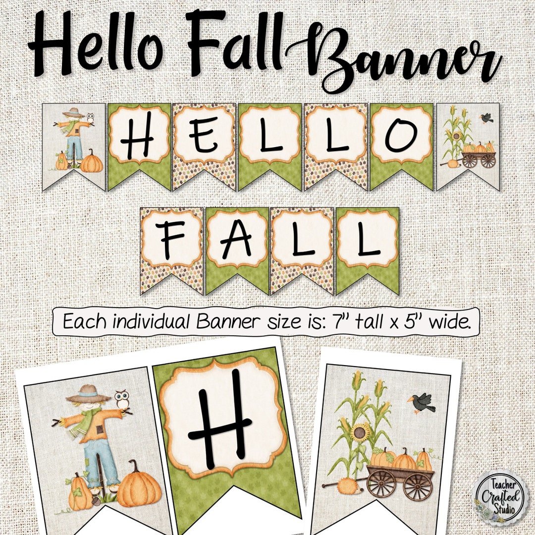 Printable Hello Fall Banner - Fall Leaves Banner - Fall Banner ...