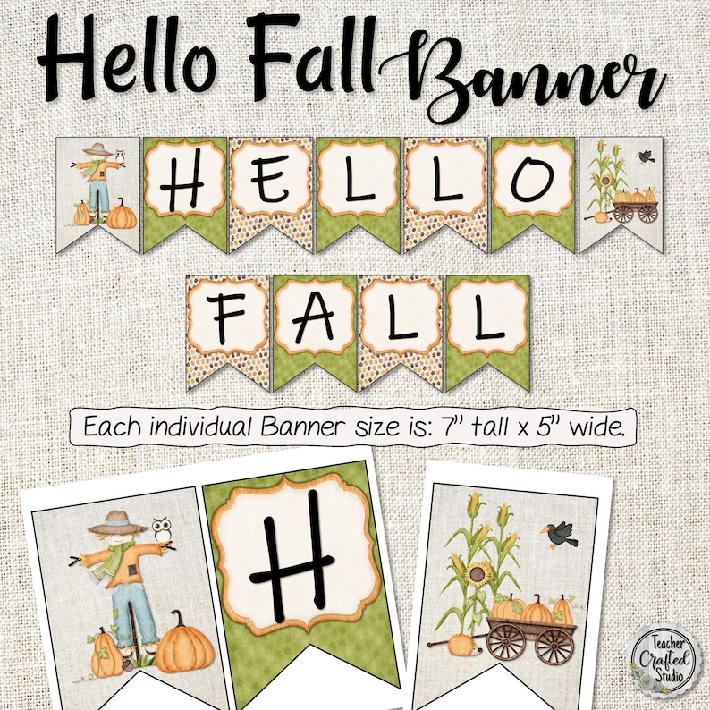 Printable Hello Fall Banner - Fall Leaves Banner - Fall Banner ...
