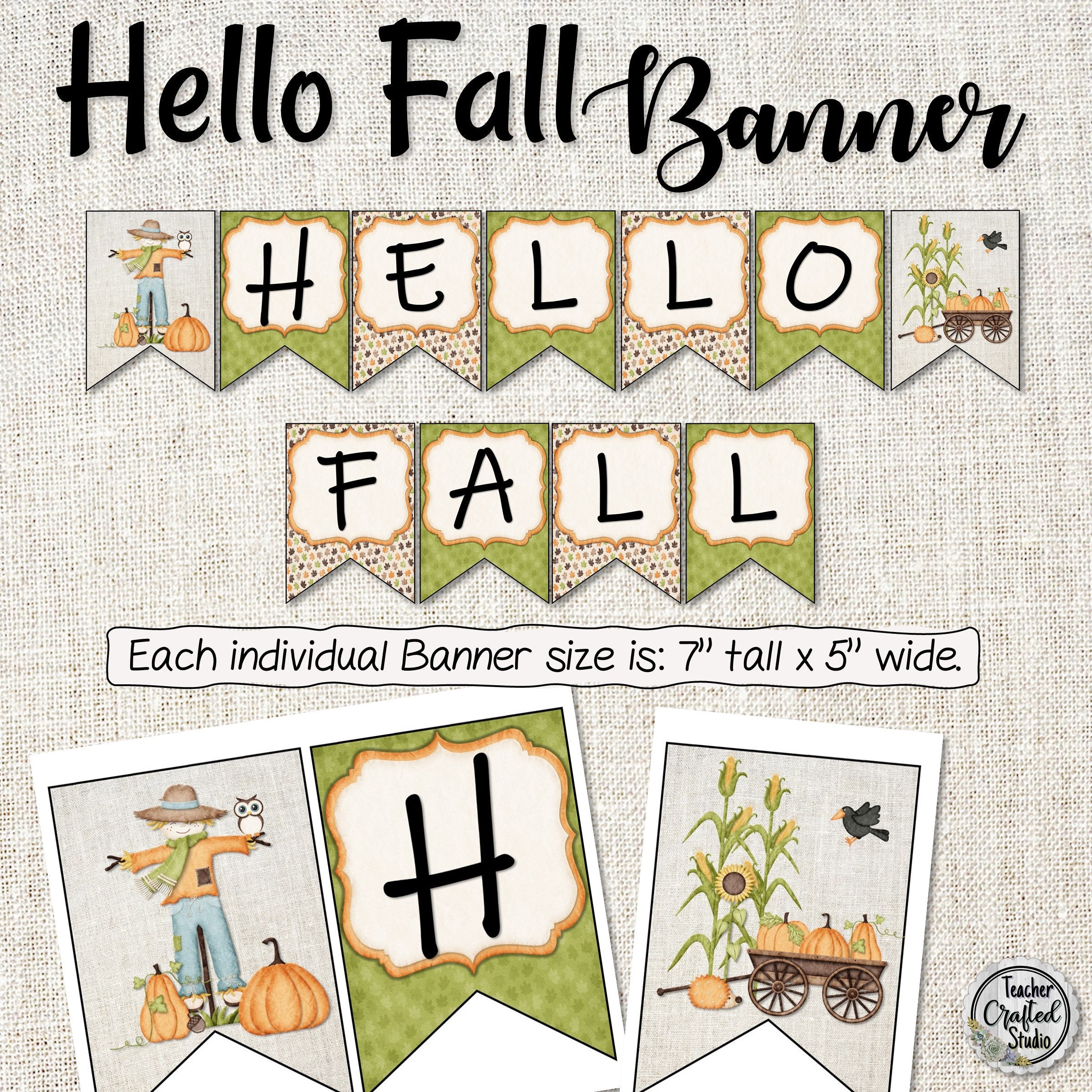 Printable Hello Fall Banner - Fall Leaves Banner - Fall Banner ...