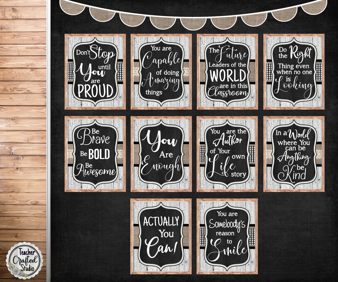 Rustic Farmhouse Inspirational Posters Classroom Posters - Etsy