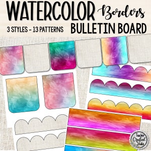Watercolor Bulletin Board Borders | Watercolor Party Banner | Summer ...