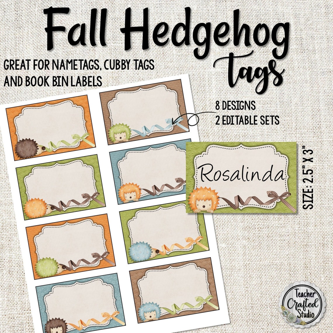 Hedgehog Name Tags | Name Badge Tags | Fall Tags | Fall Classroom Tags ...