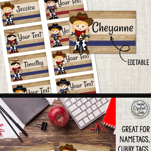 Editable Name Tags - Western Cowboy Theme - Etsy