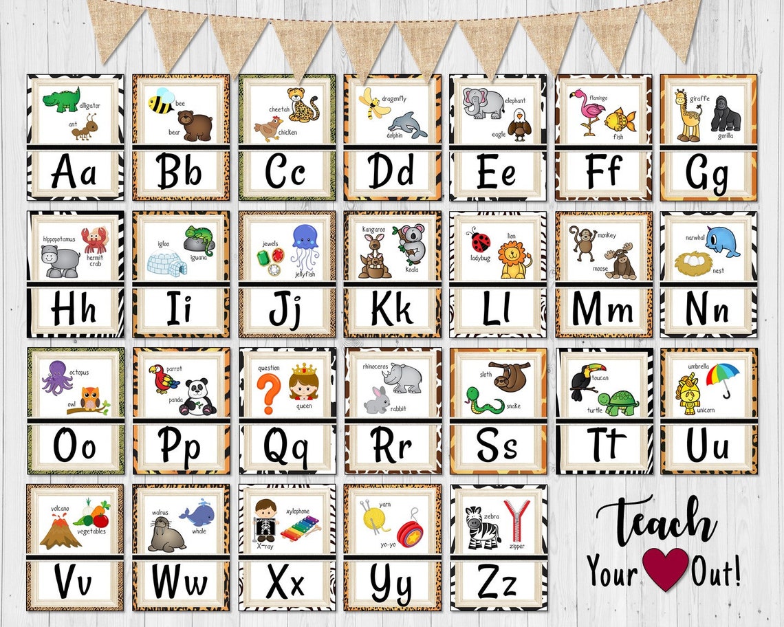 Animal Print Alphabet Posters Alphabet Images and Words - Etsy
