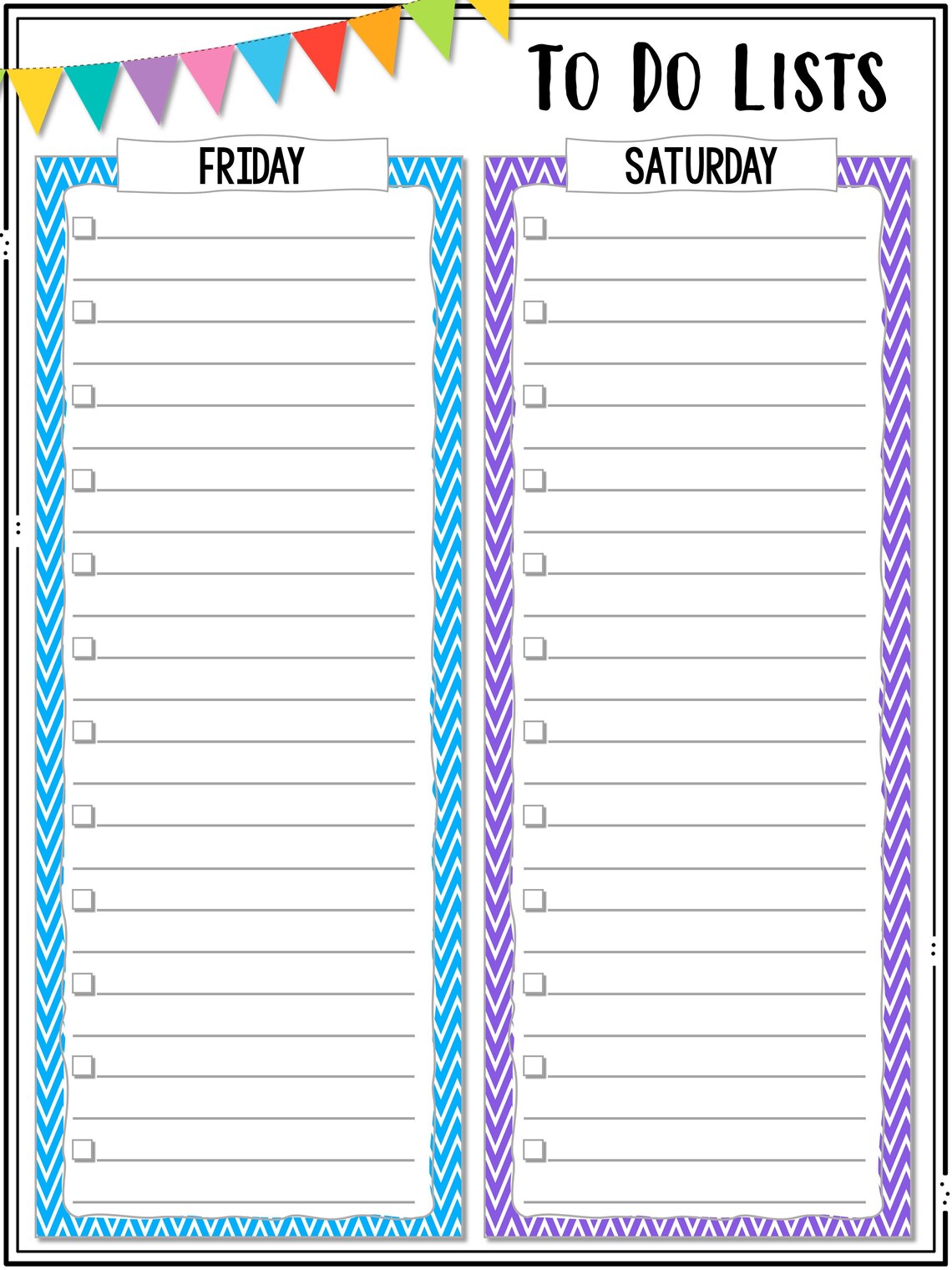 Chevron to Do Lists Printable to Do Lists Colorful to Do Lists Teacher ...