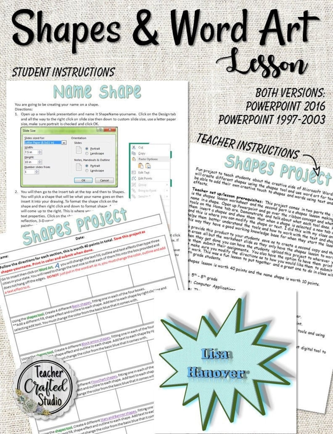 Distance Learning Powerpoint Shapes and Word Art Lesson - Art Lesson - Etsy