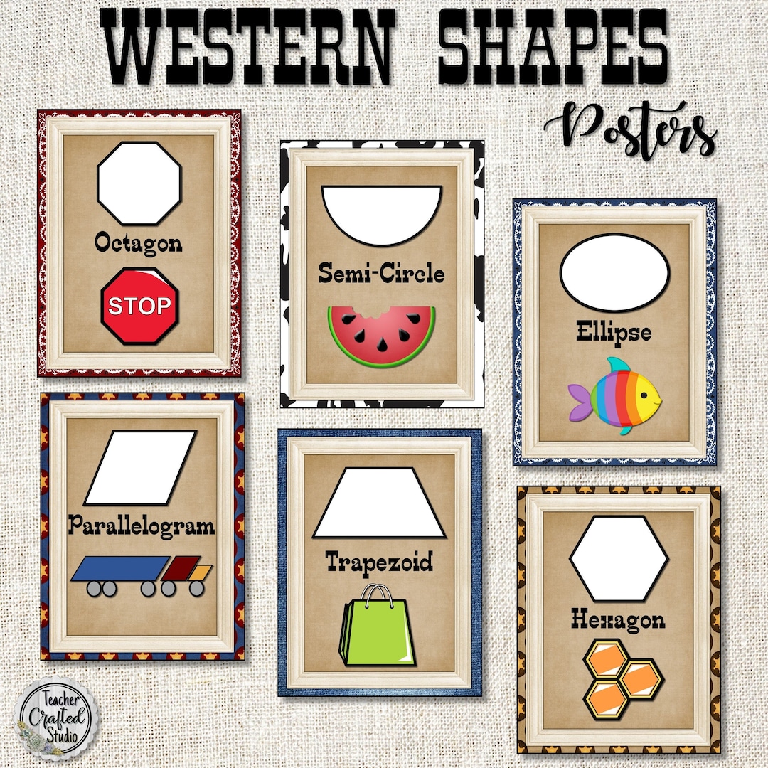 Western Theme Printable Shapes Posters Downloadable Shapes Posters ...