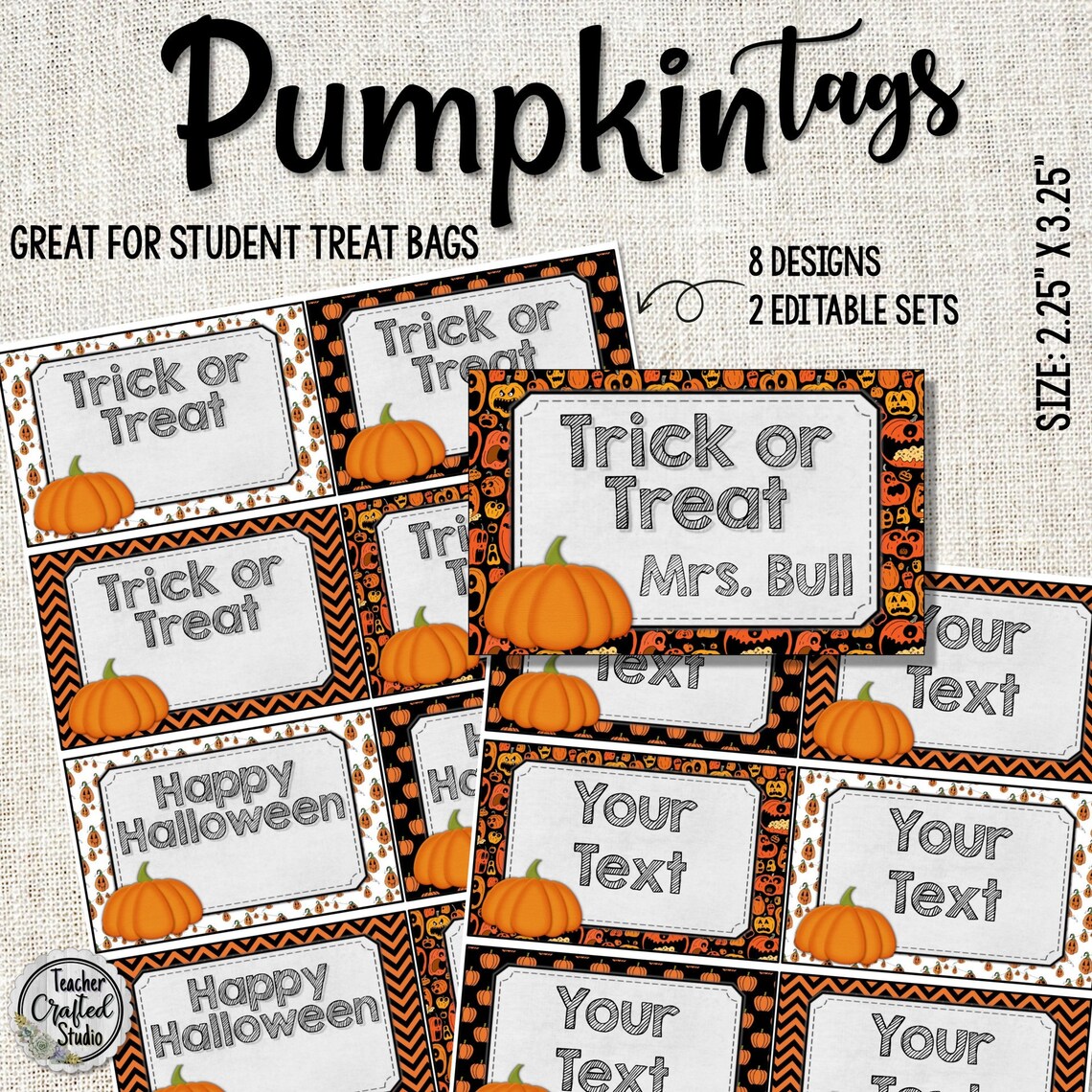 Printable Halloween Pumpkin Treat Tags - Halloween Gift Tags ...