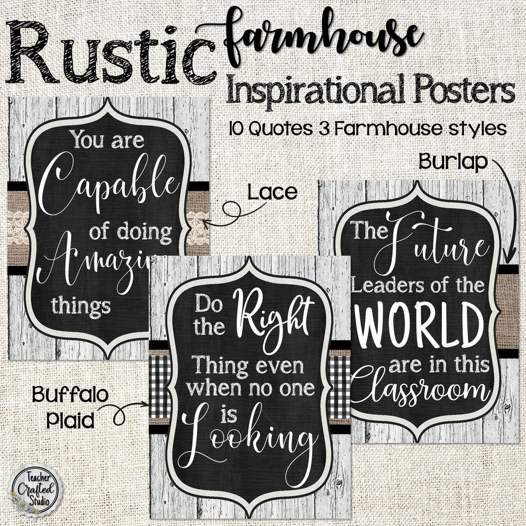 Rustic Farmhouse Inspirational Posters | Classroom Posters | Rustic ...