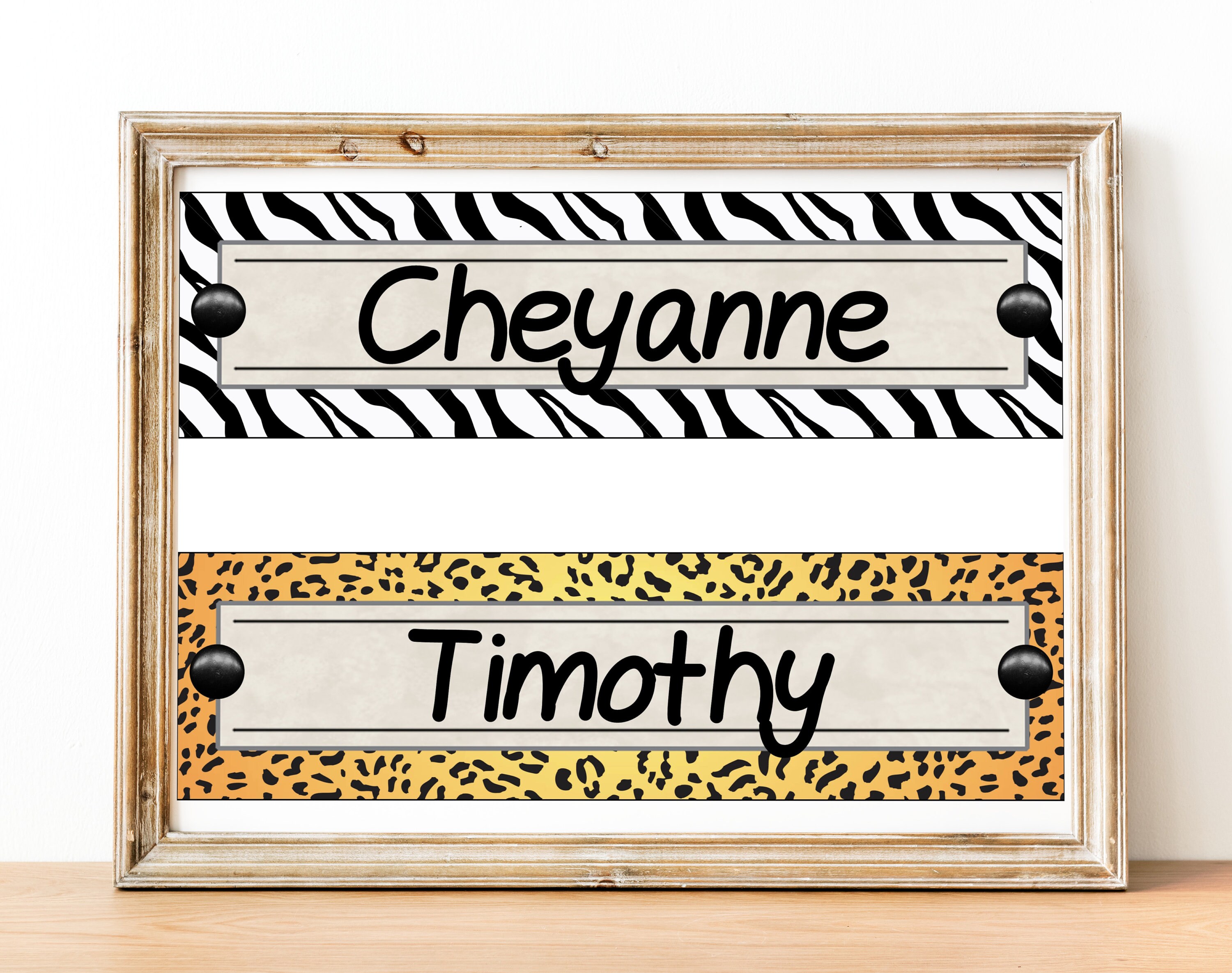 Printable Animal Print Desk Nameplates | Editable Safari Classroom ...