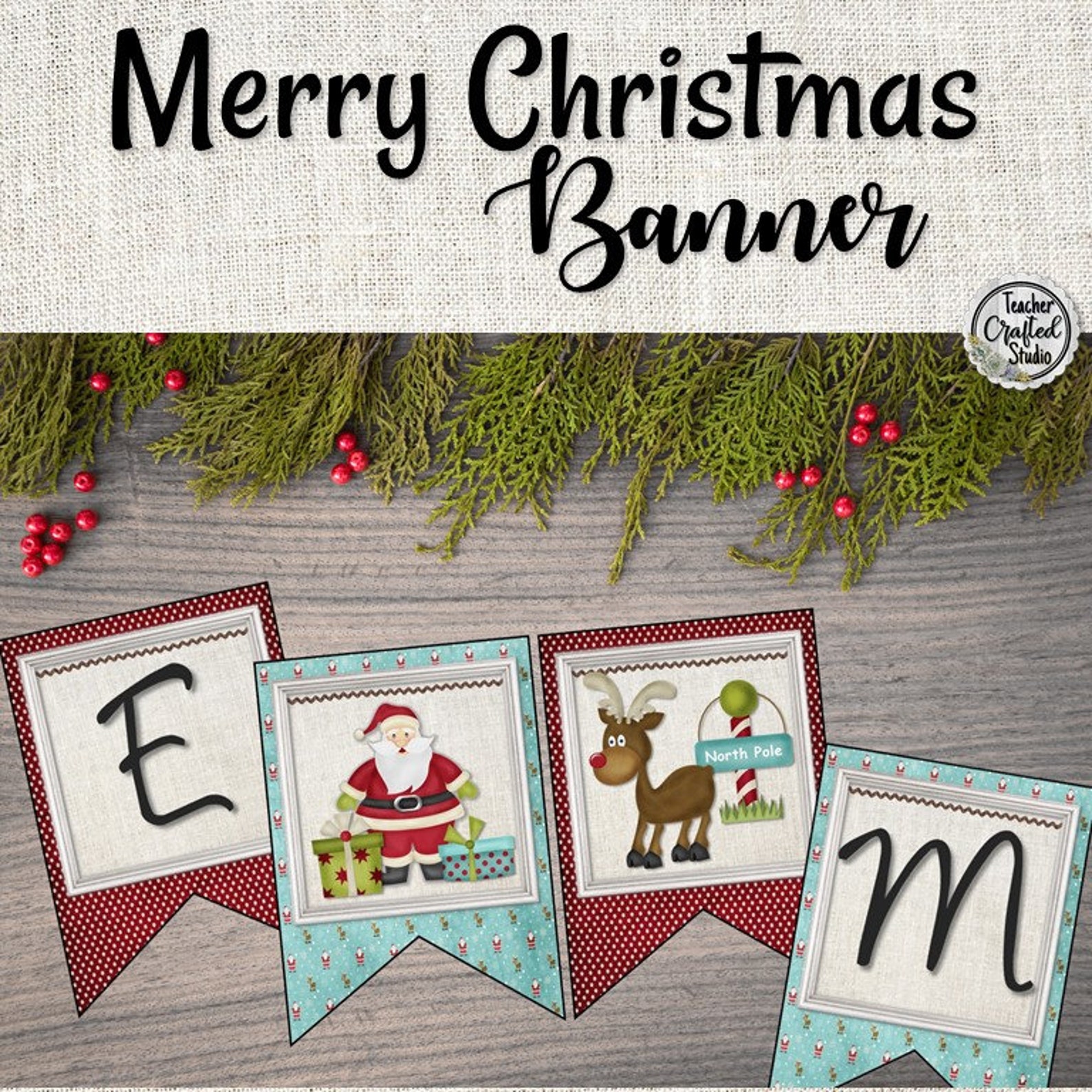 Printable Merry Christmas Banner Christmas Party Banner - Etsy