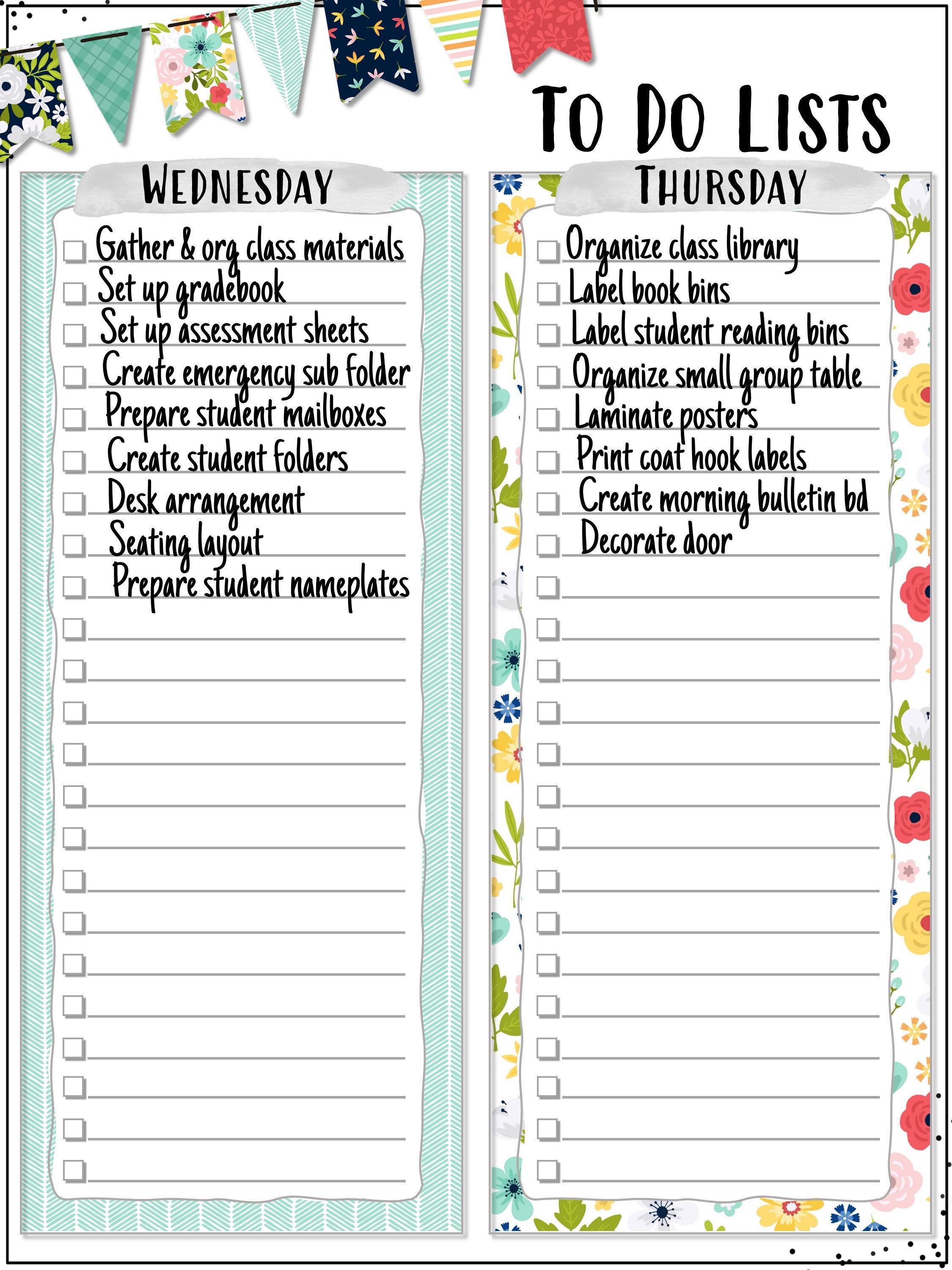 Printable Summer Bloom Teacher To-do Lists | Daily to Do List - Etsy