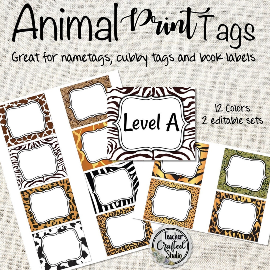 Animal Print Classroom Tags – Editable, Organizational (PDF) - Etsy