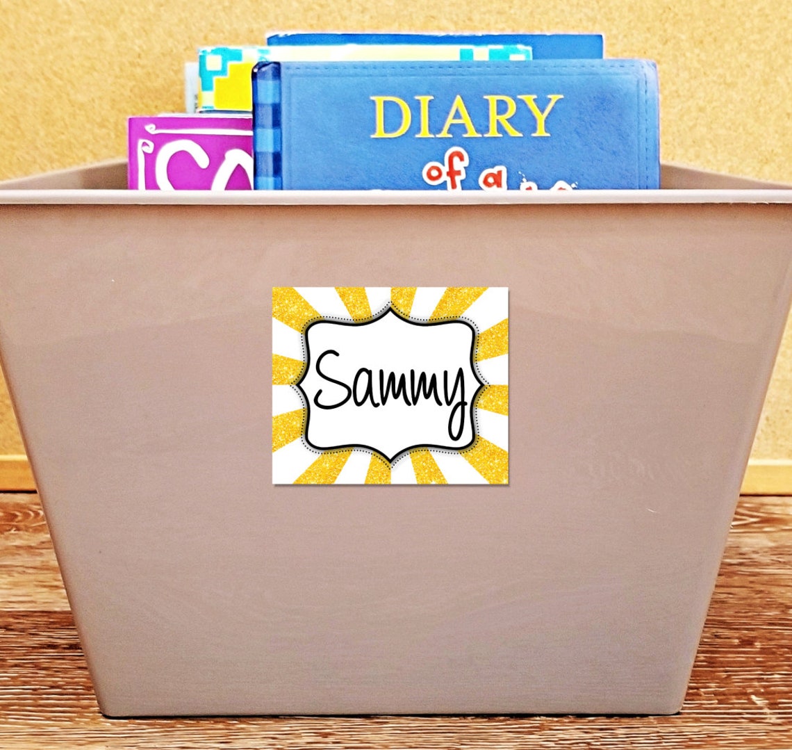 Printable Glitter Starburst Tags - Editable Organizational Tags ...