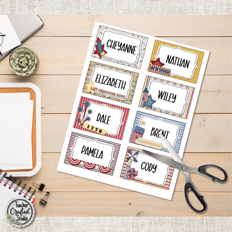 Patriotic America 1776 Name Tags | Party Tags | 4th of July Foodie Tags ...