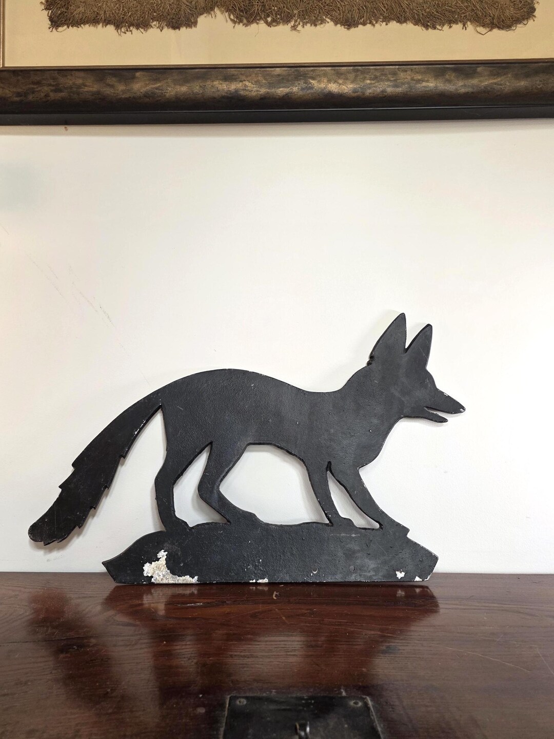 Large Vintage Black Metal Fox Sign - Etsy