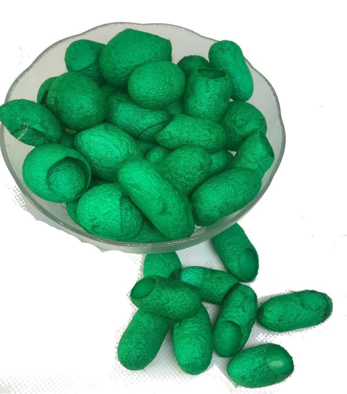 Green Color 30 Hand Dyed Silk Cocoons Silk Cut Cocoons - Etsy