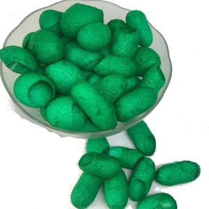Green Color 30 Hand Dyed Silk Cocoons Silk Cut Cocoons - Etsy