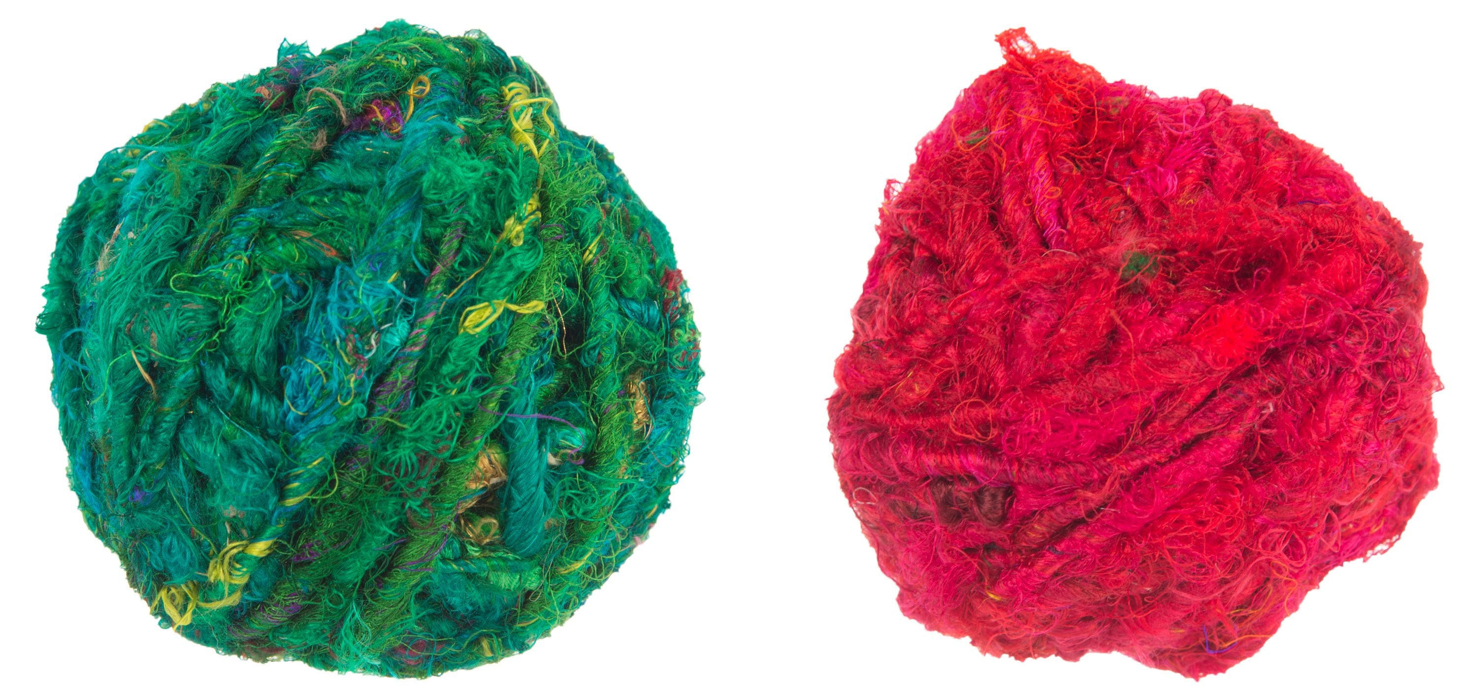 Sari silk yarn 4 x 5 yard mini skeins balls art yarn mixed | Etsy