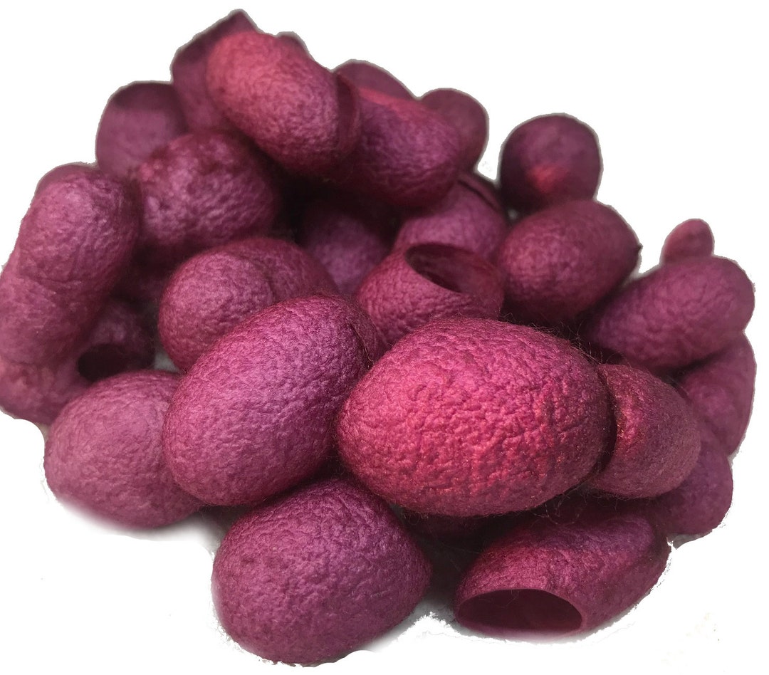 Coral Pink Hand Dyed Silk Cocoons - Jewelry & Fiber Art Supplies (pack ...