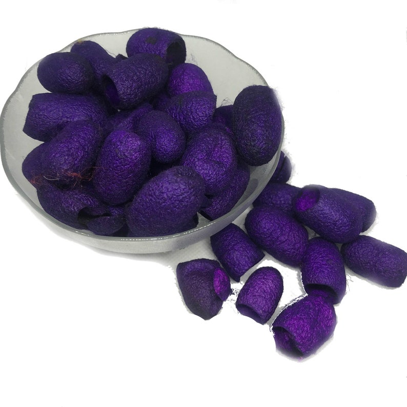 Purple Color 30 Hand Dyed Silk Cocoons Silk Cut Cocoons - Etsy