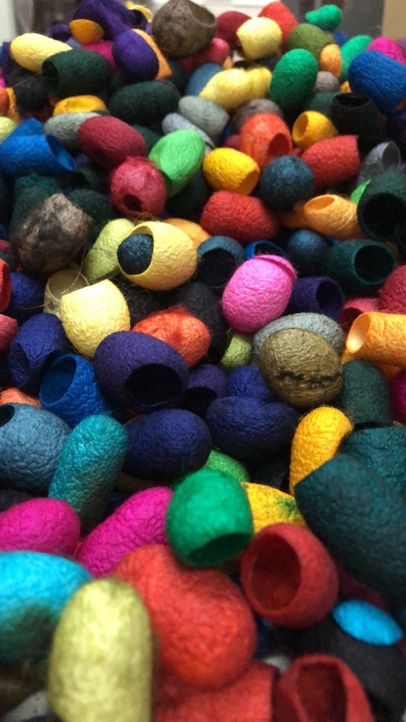 Hand Dyed Silk Cocoons Silk Cut Cocoons Mulberry Silk Fibres | Etsy ...